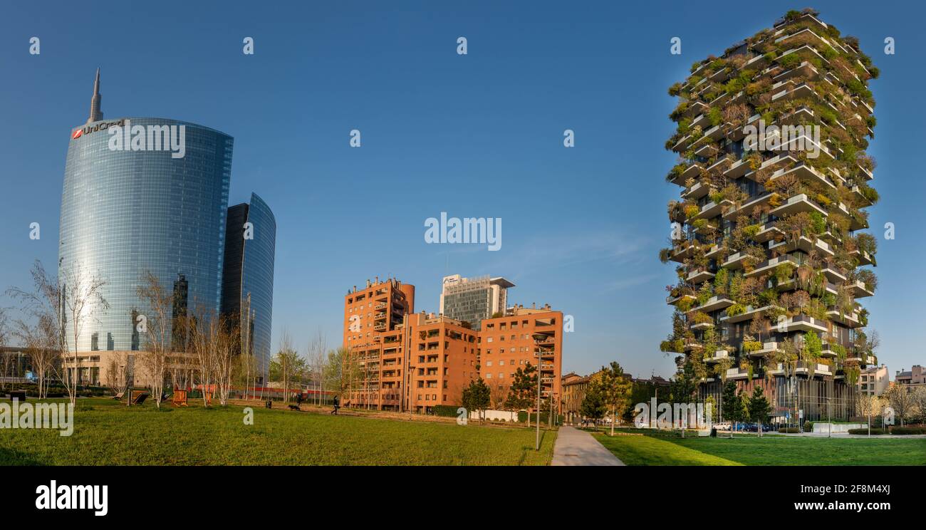 milan italy march 29 2021: Bosco Verticale "new and modern skyscraper ...