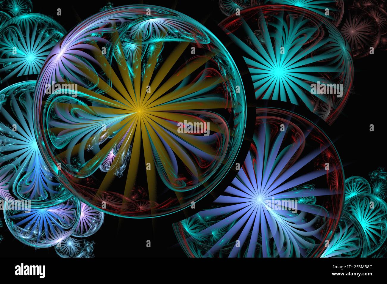 Digital computer fractal art. Abstract fractals delicate light glass ...