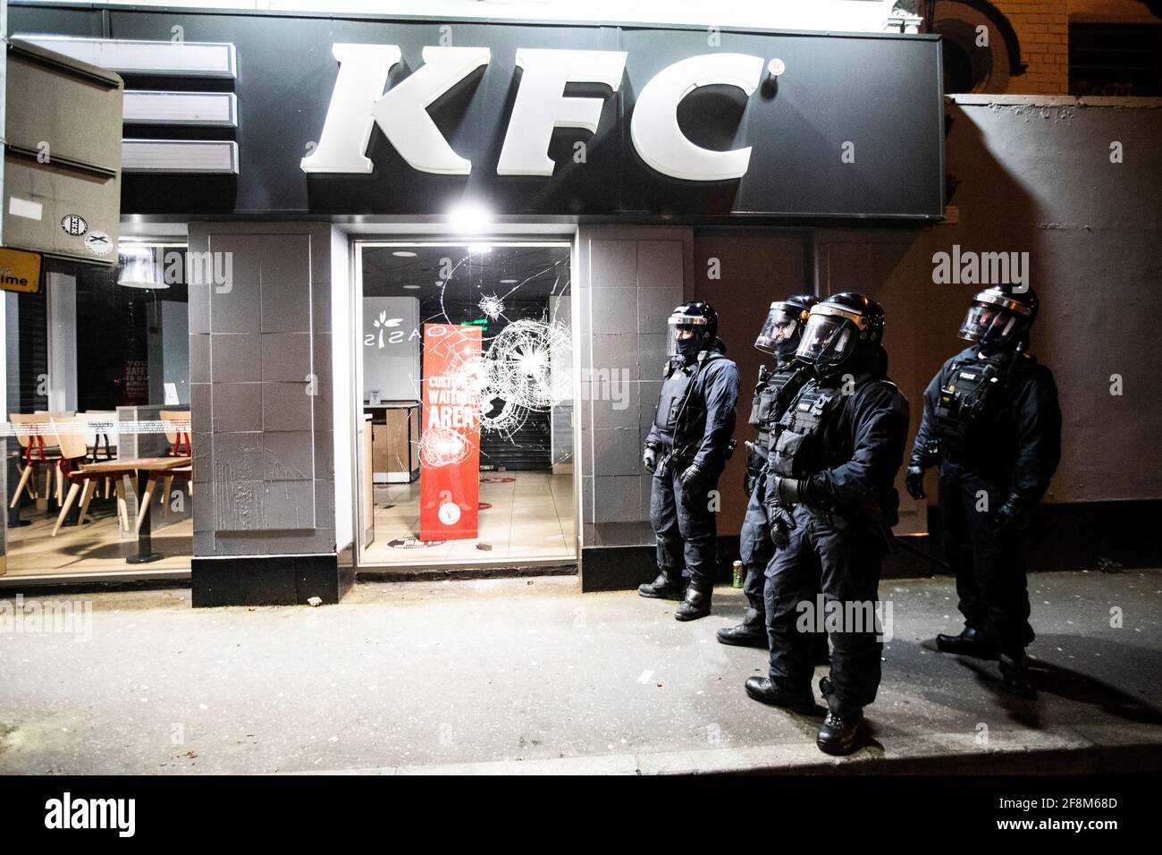 The Scene in the Sandy Row area late last night after riots erupted ...