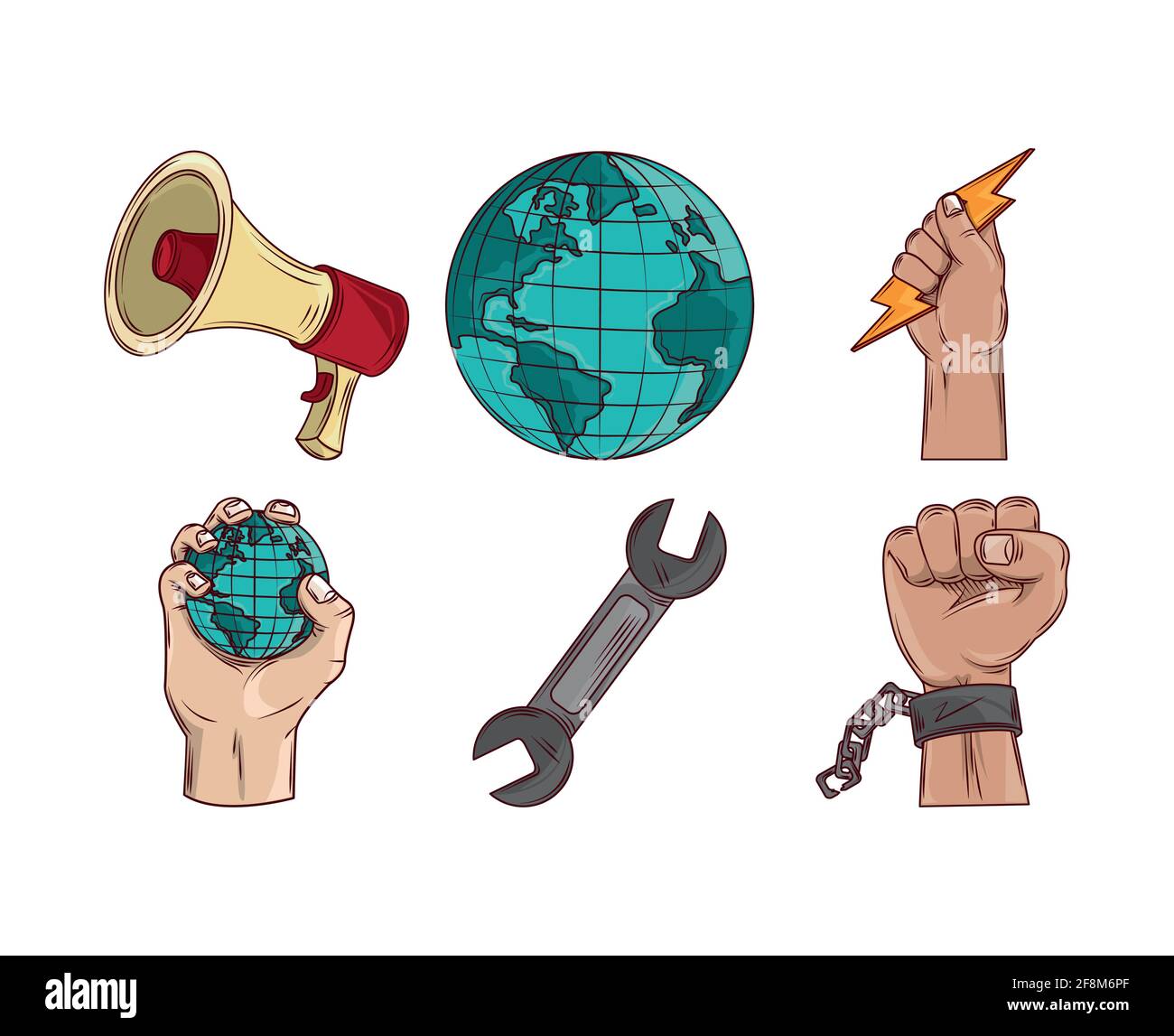 revolution world hand chain power Stock Vector Image & Art - Alamy