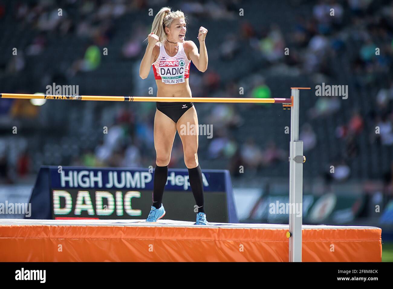 London.Ivona Dadic celebrating her jump at the 2017 London World ...
