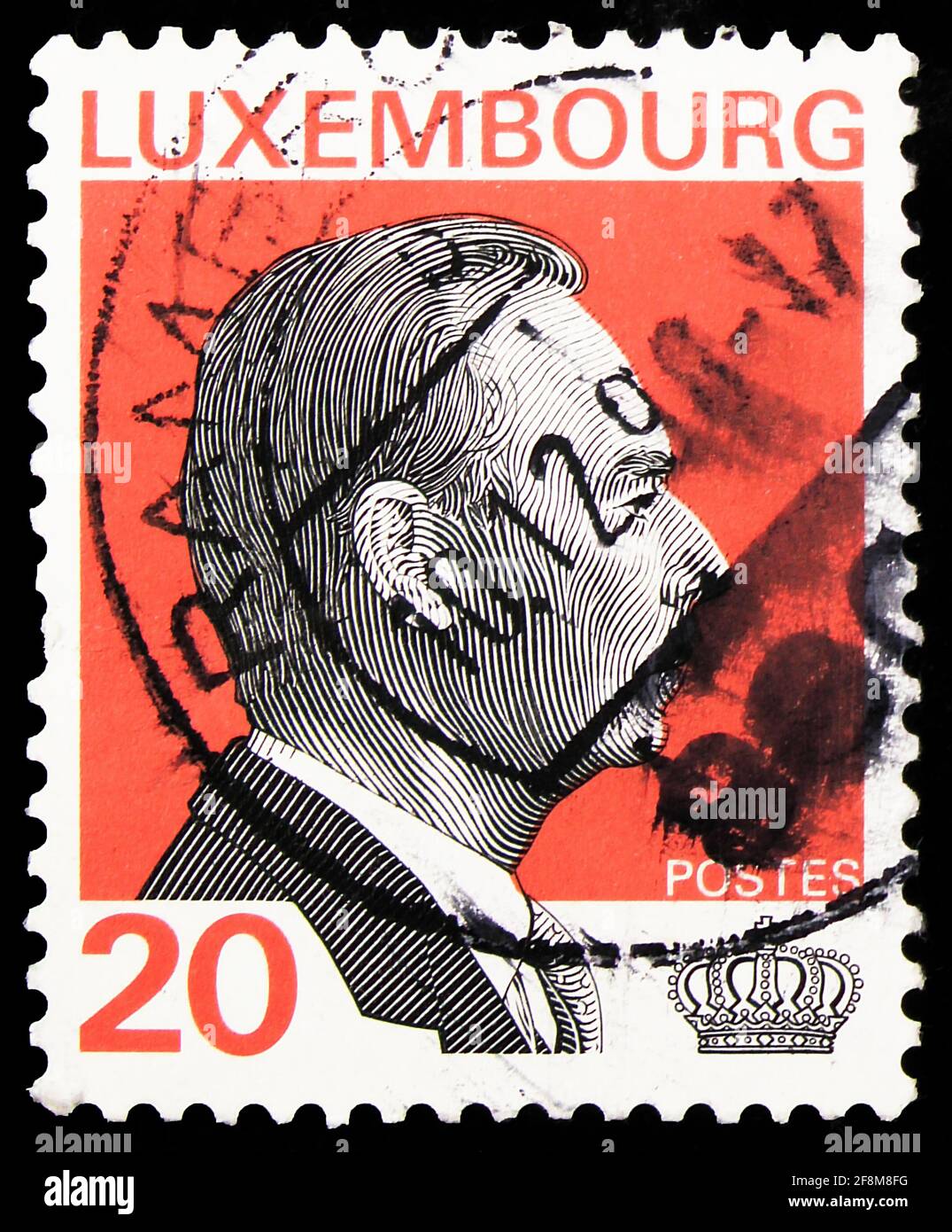 MOSCOW, RUSSIA - SEPTEMBER 30, 2019: Postage stamp printed in Luxembourg shows portrait of Grand ...
