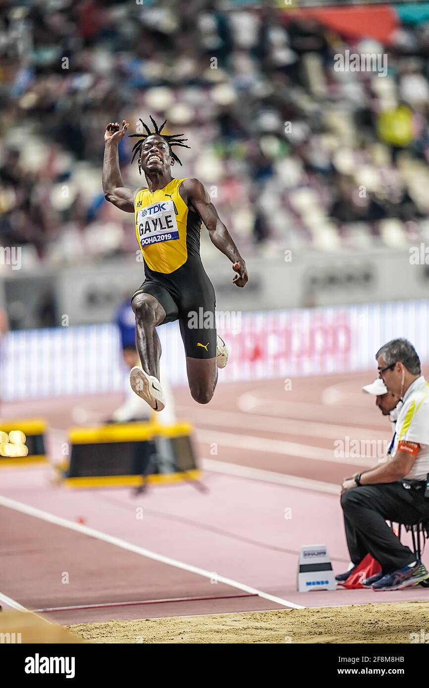 Doha 2019 Tajay Gayle jumping at the 2019 Doha World Athletics ...