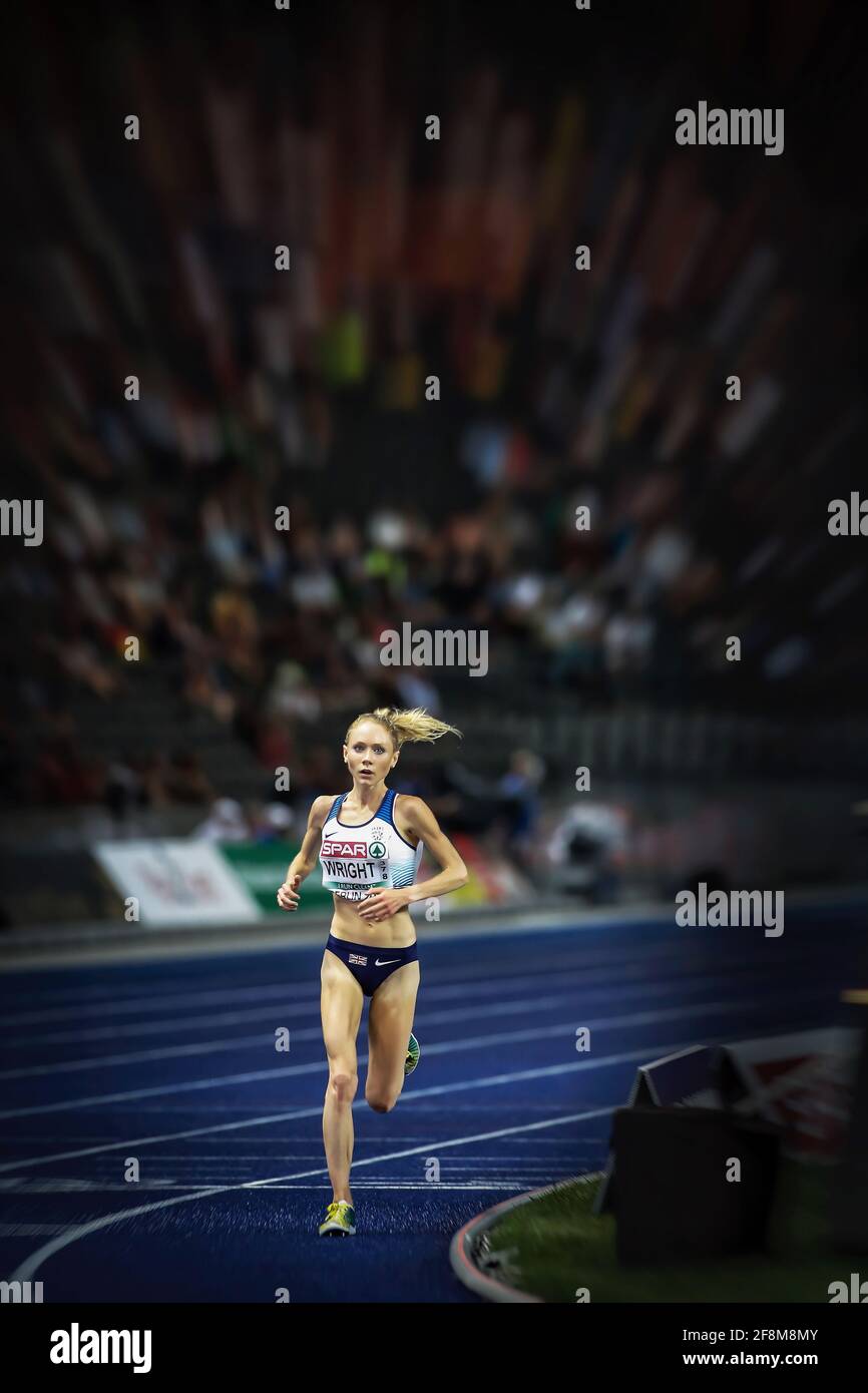 Berlin 2018. Alice Wright running in the 5000 meters of the 2018 Berlin ...