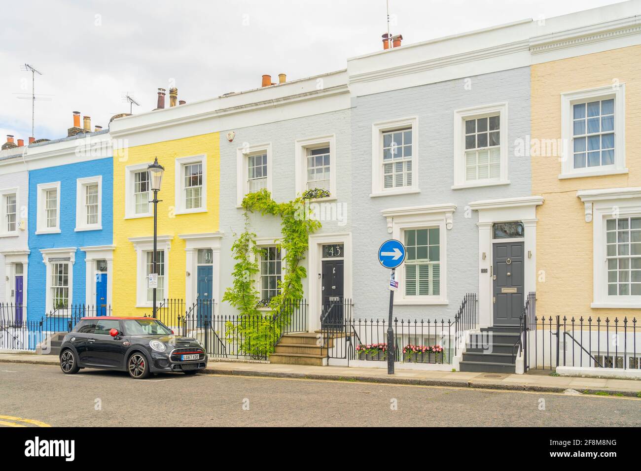 July 2020. London. Colourful buildings in Notting Hill, London, England ...