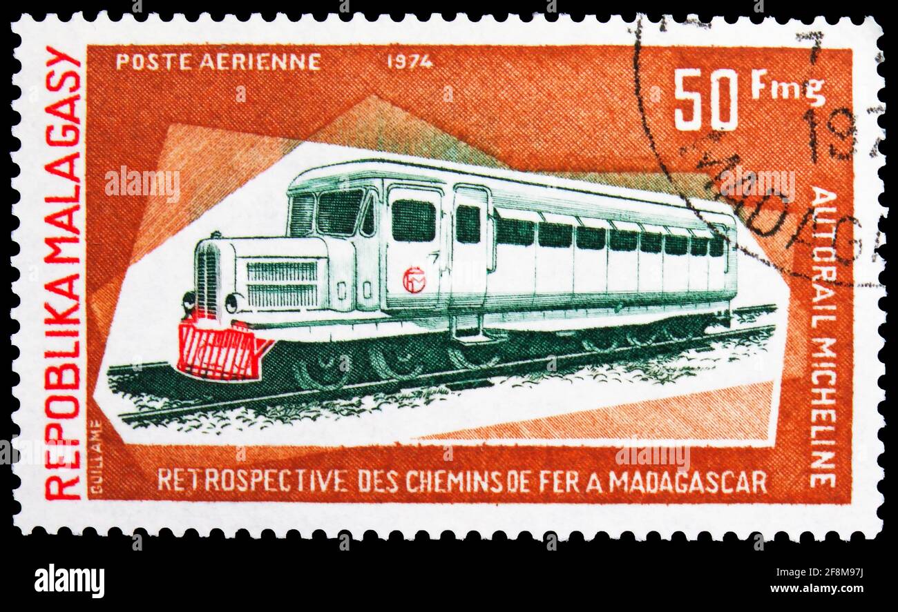 MOSCOW, RUSSIA - OCTOBER 4, 2019: Postage stamp printed in Madagascar ...