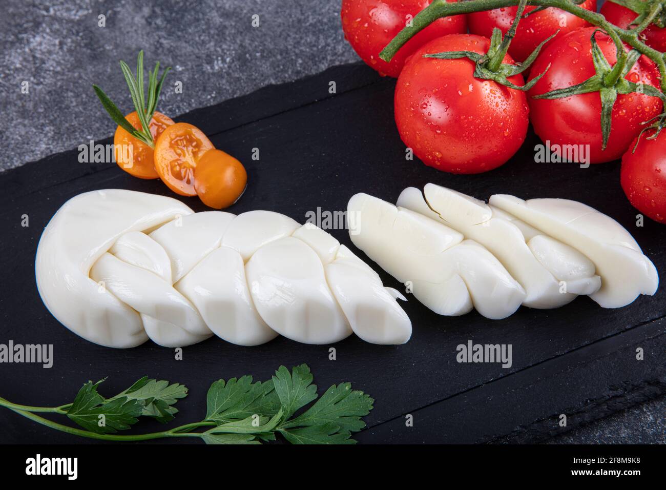 Cheese braided braid. Fresh soft white buffalo buffalo milk mozzarella ...