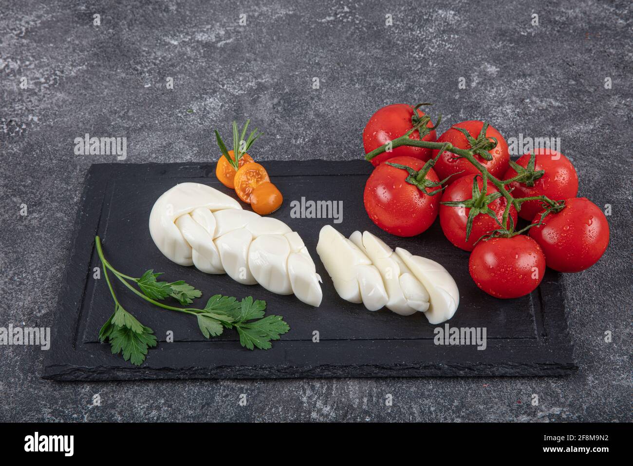 Cheese braided braid. Fresh soft white buffalo buffalo milk mozzarella ...