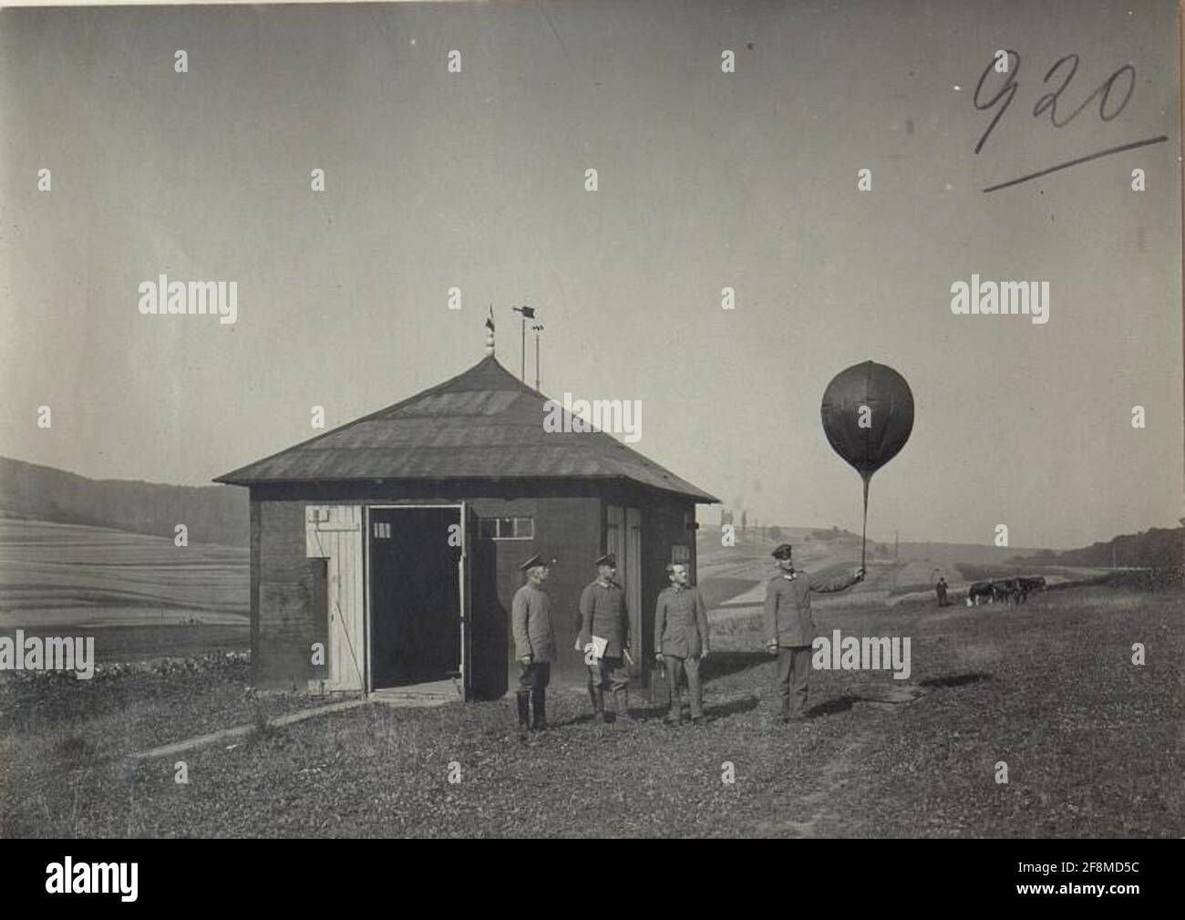 Field weather station Brzezany. I. Allow the experiment balloons Stock ...