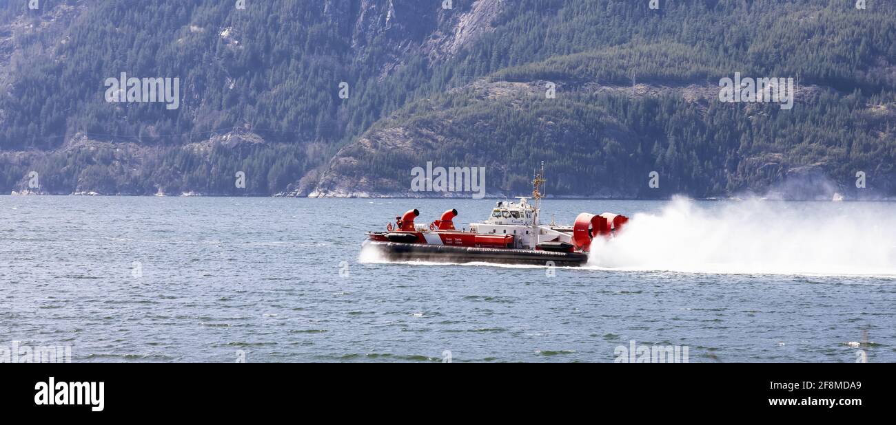 Canadian Coast Guard Hovercraft riding in Howe Sound Stock Photo - Alamy