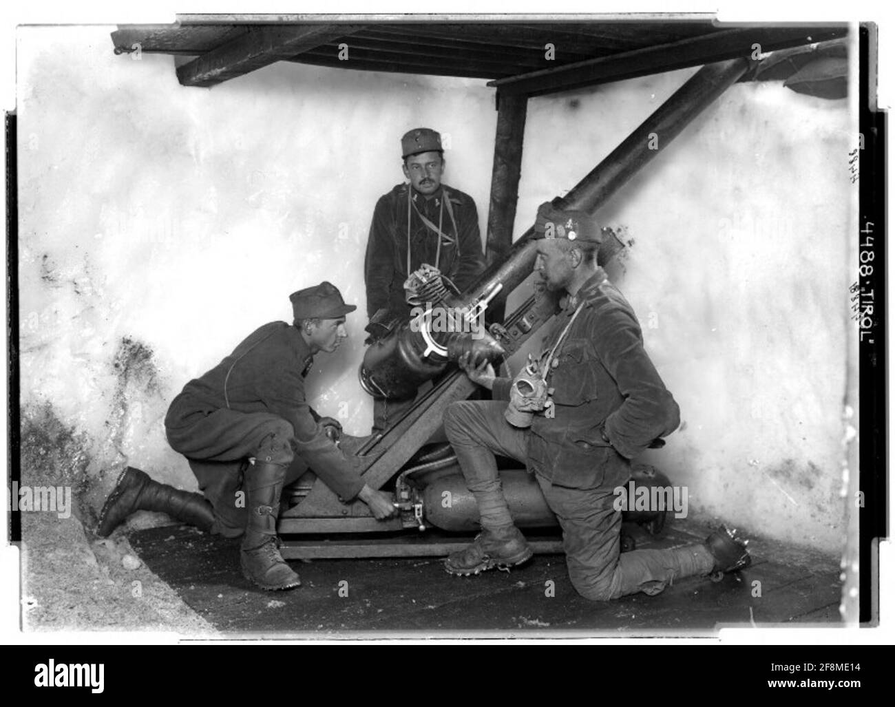 Marmolata 12 cm U 16/A aerial mine gun at position "S"; Belluno ...