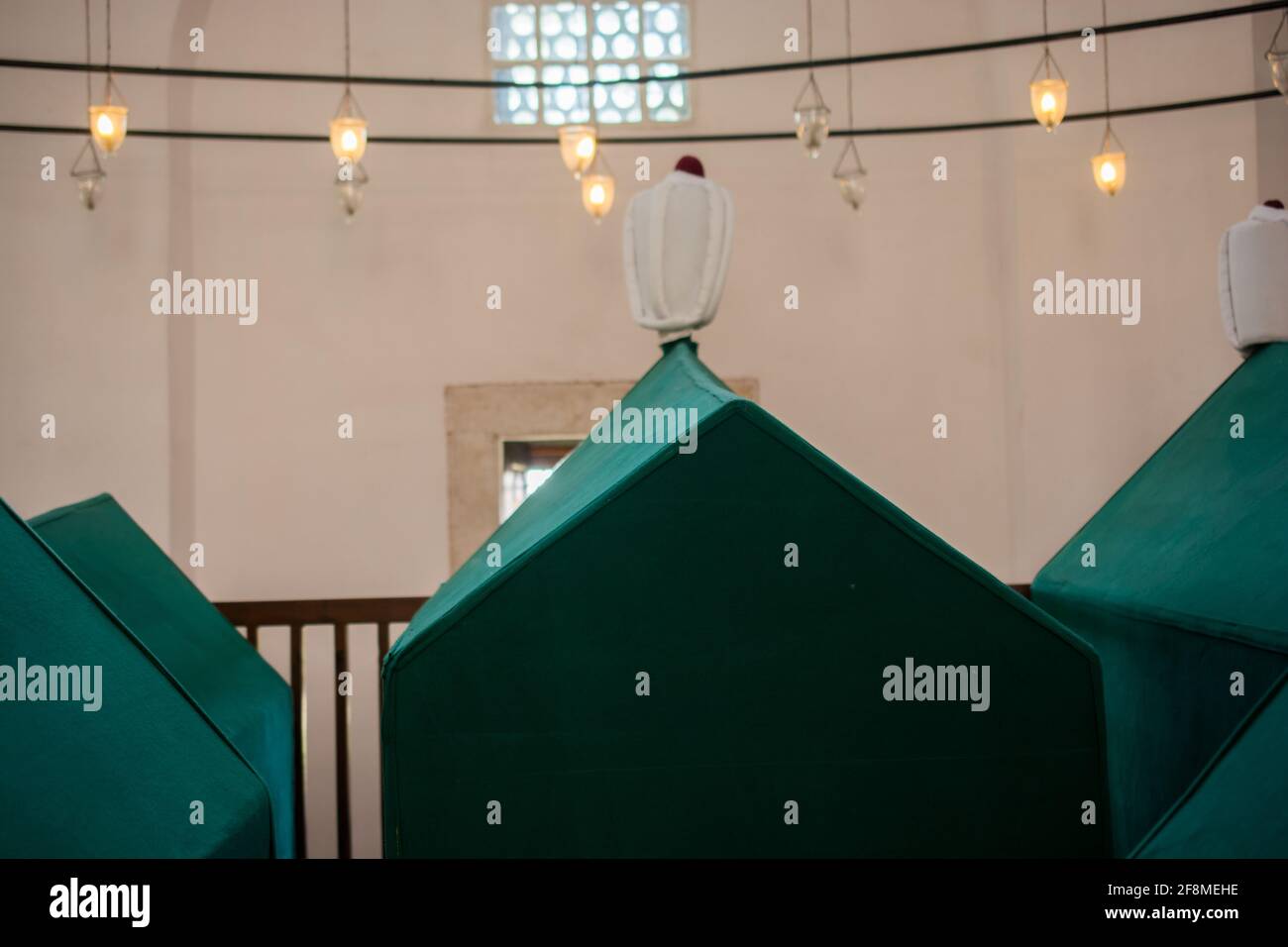Coffins in an Ottoman turkish mausoleum tomb Stock Photo - Alamy