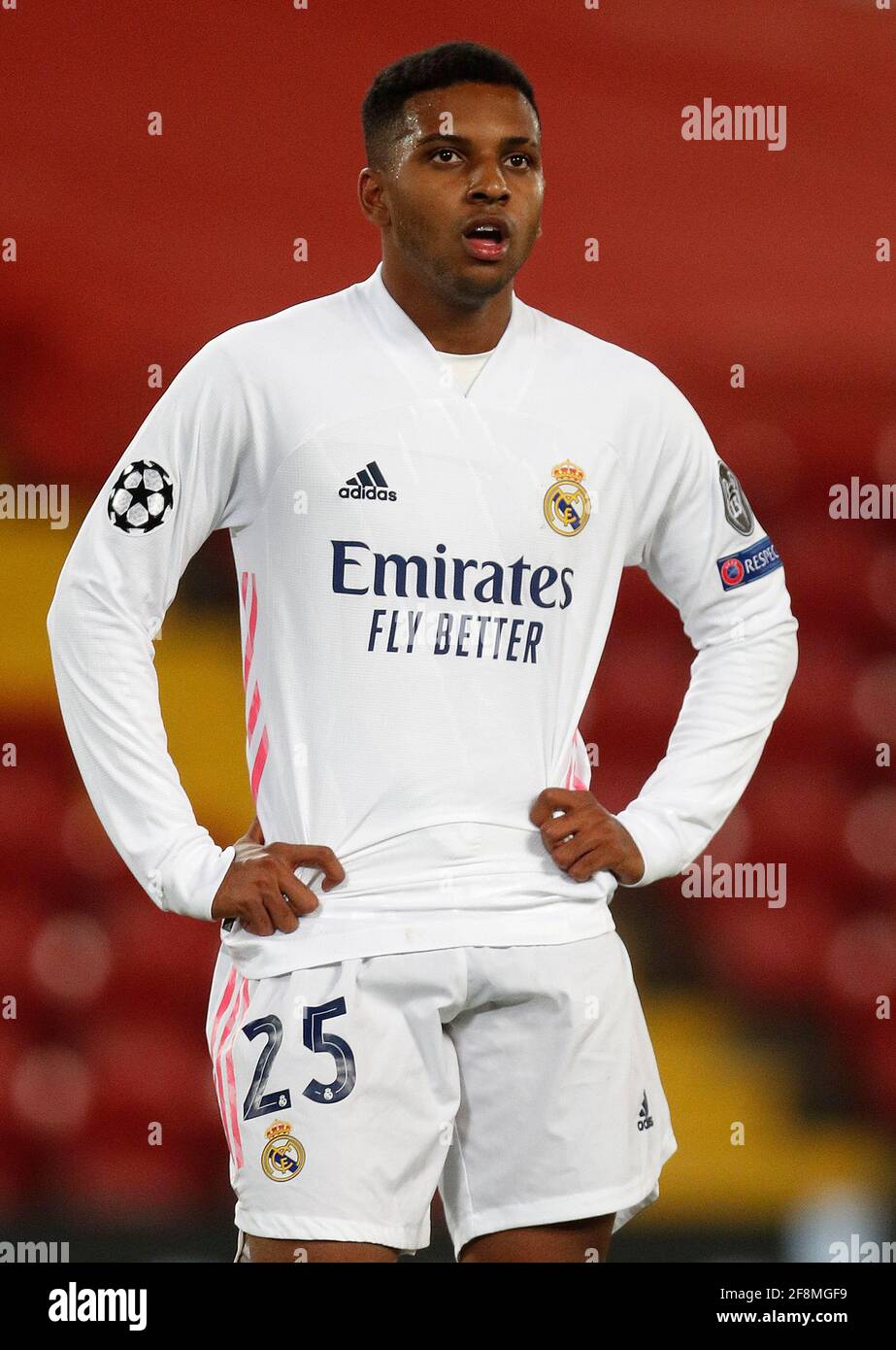 Liverpool, England, 14th April 2021. Rodrygo of Real Madrid during the ...
