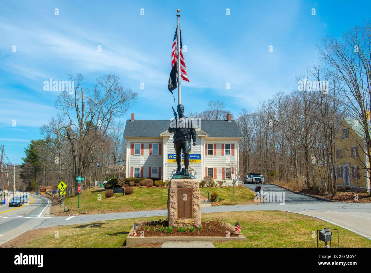 World War One memorial statue in town center in Hopkinton ...