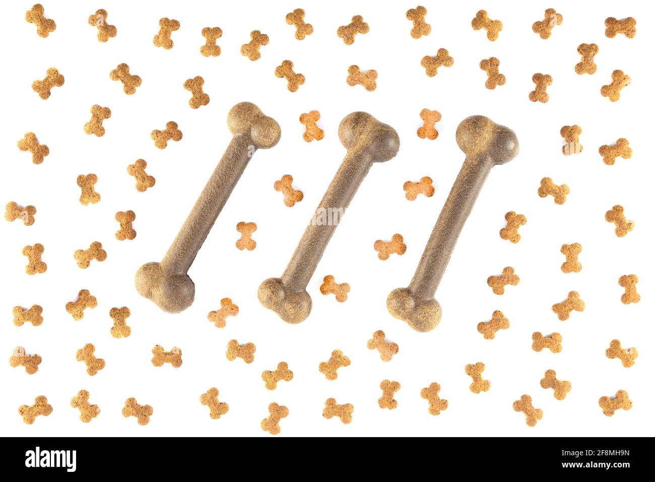 Dog food Big Bones on white background with small pet bones Stock Photo ...