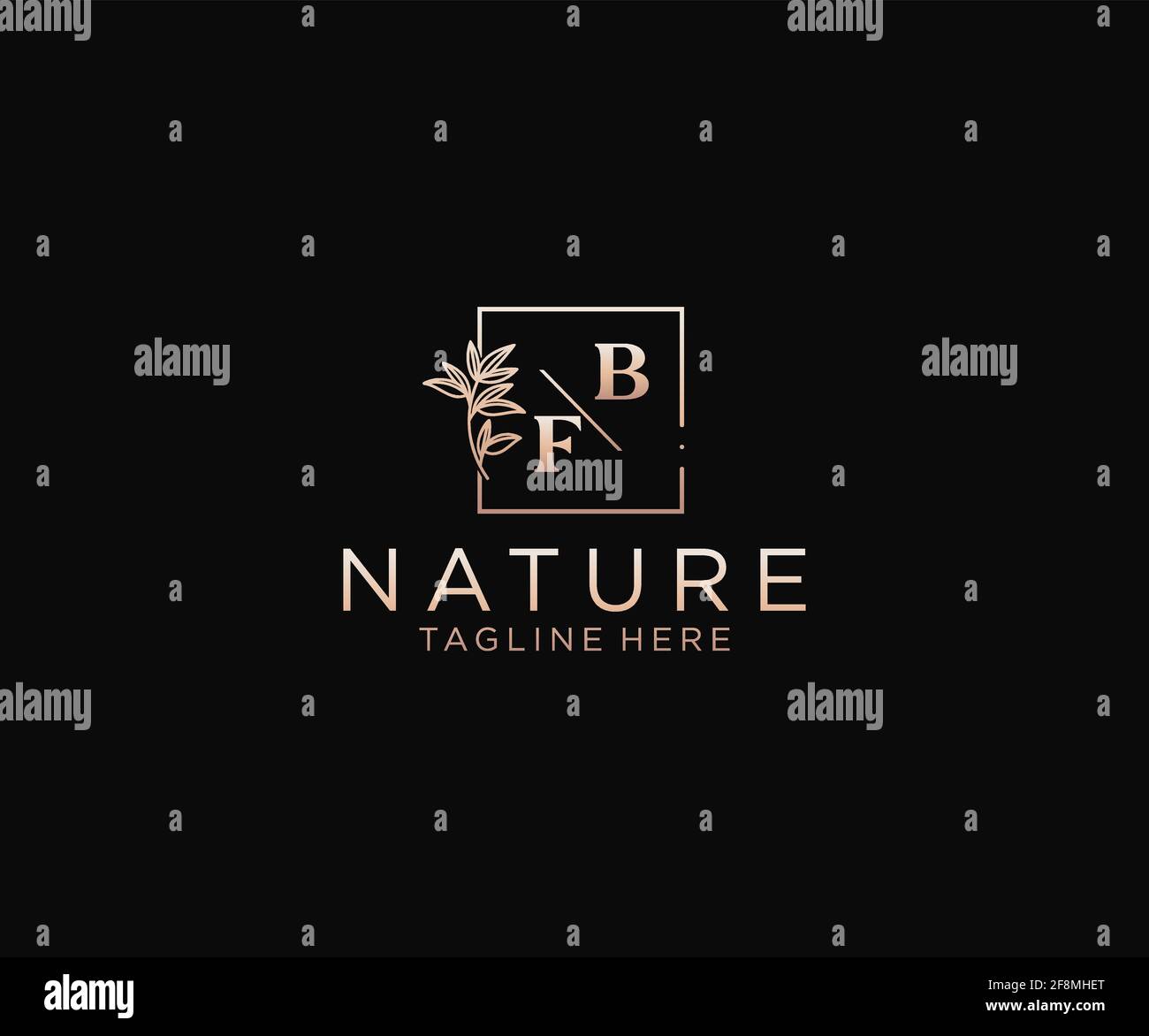 BF letters Beautiful floral feminine editable premade monoline logo ...