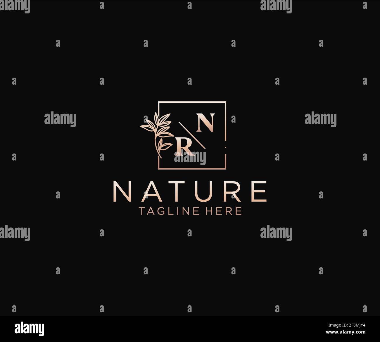 NR letters Beautiful floral feminine editable premade monoline logo ...