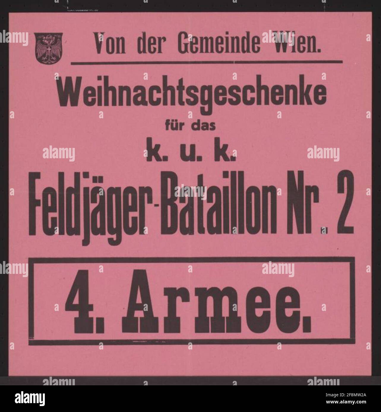 Christmas presents for the K.U.K. Field Hunter Battalion No. 2 - Vienna ...