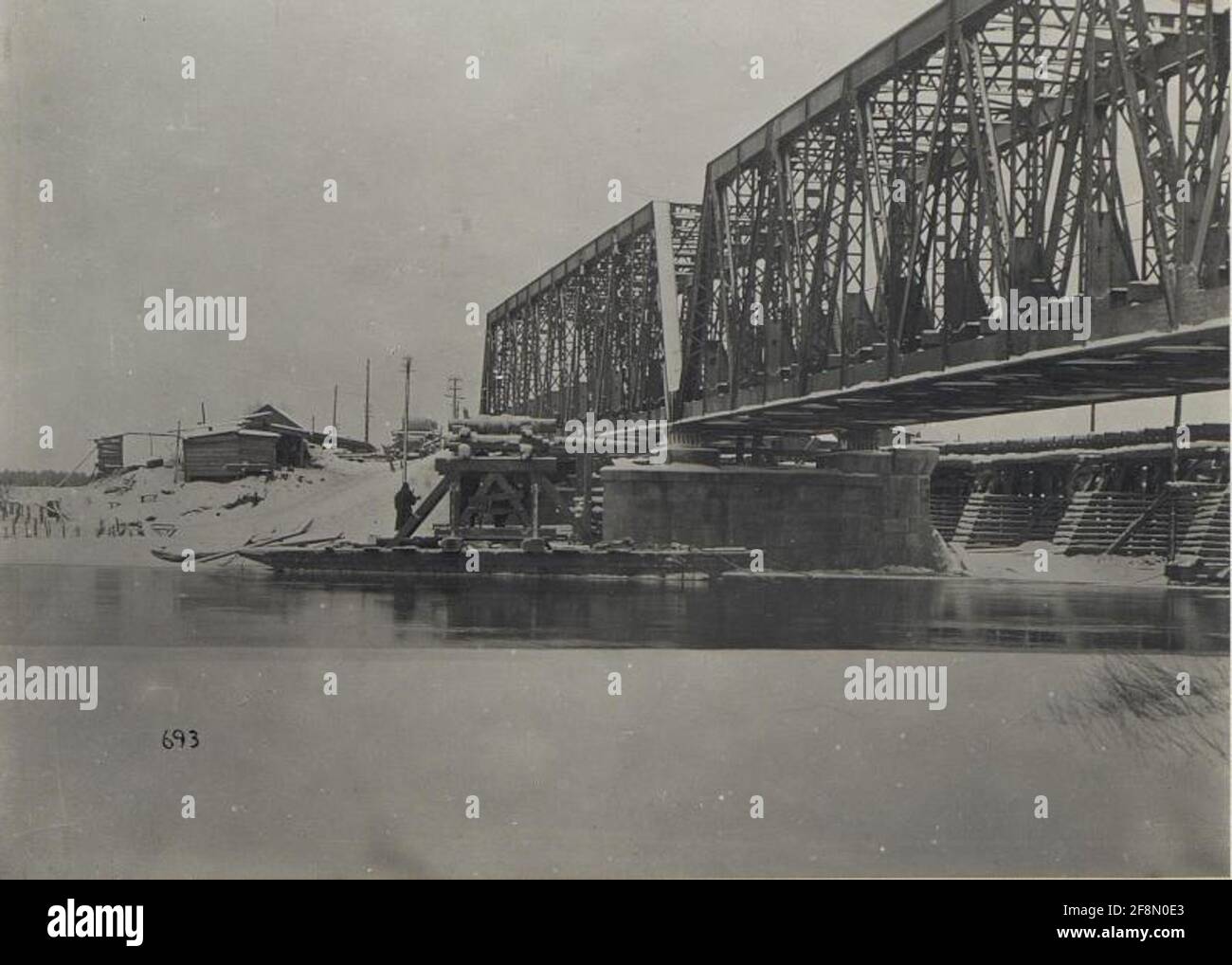 Railway bridge in snowy Galicia may be at Kowel Stock Photo - Alamy