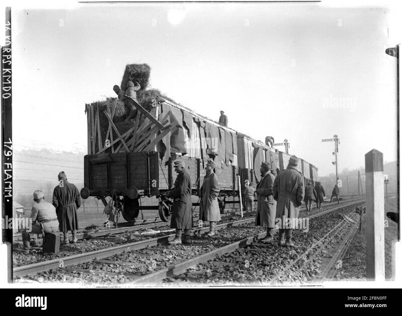 Russian prisoners of war unloading a Heuwagon The arrived hay will be ...