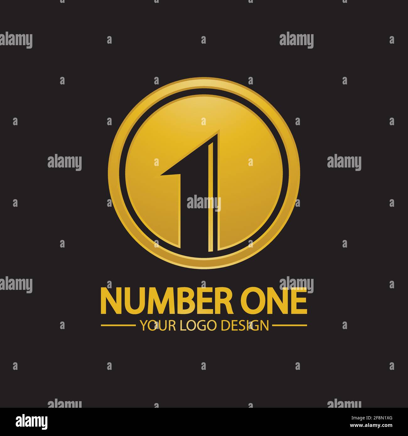 Golden Number one logo icon vector illustration design isolated black ...