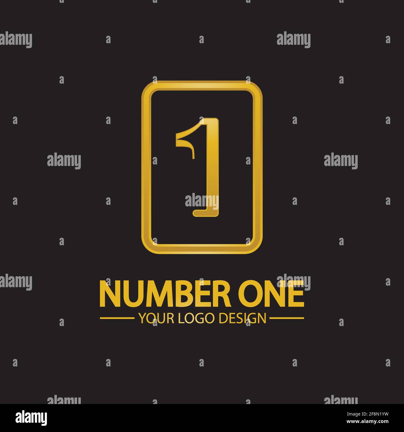Golden Number one logo icon vector illustration design isolated black ...