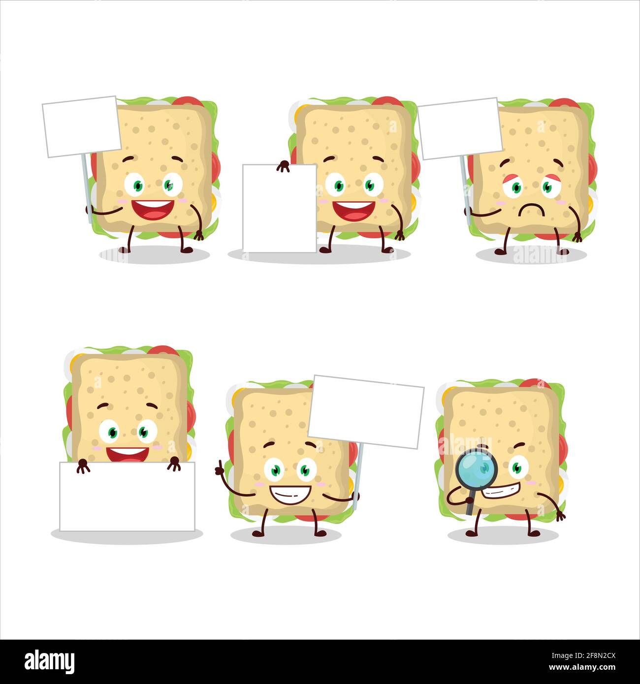 Sandwich cartoon in character bring information board. Vector ...