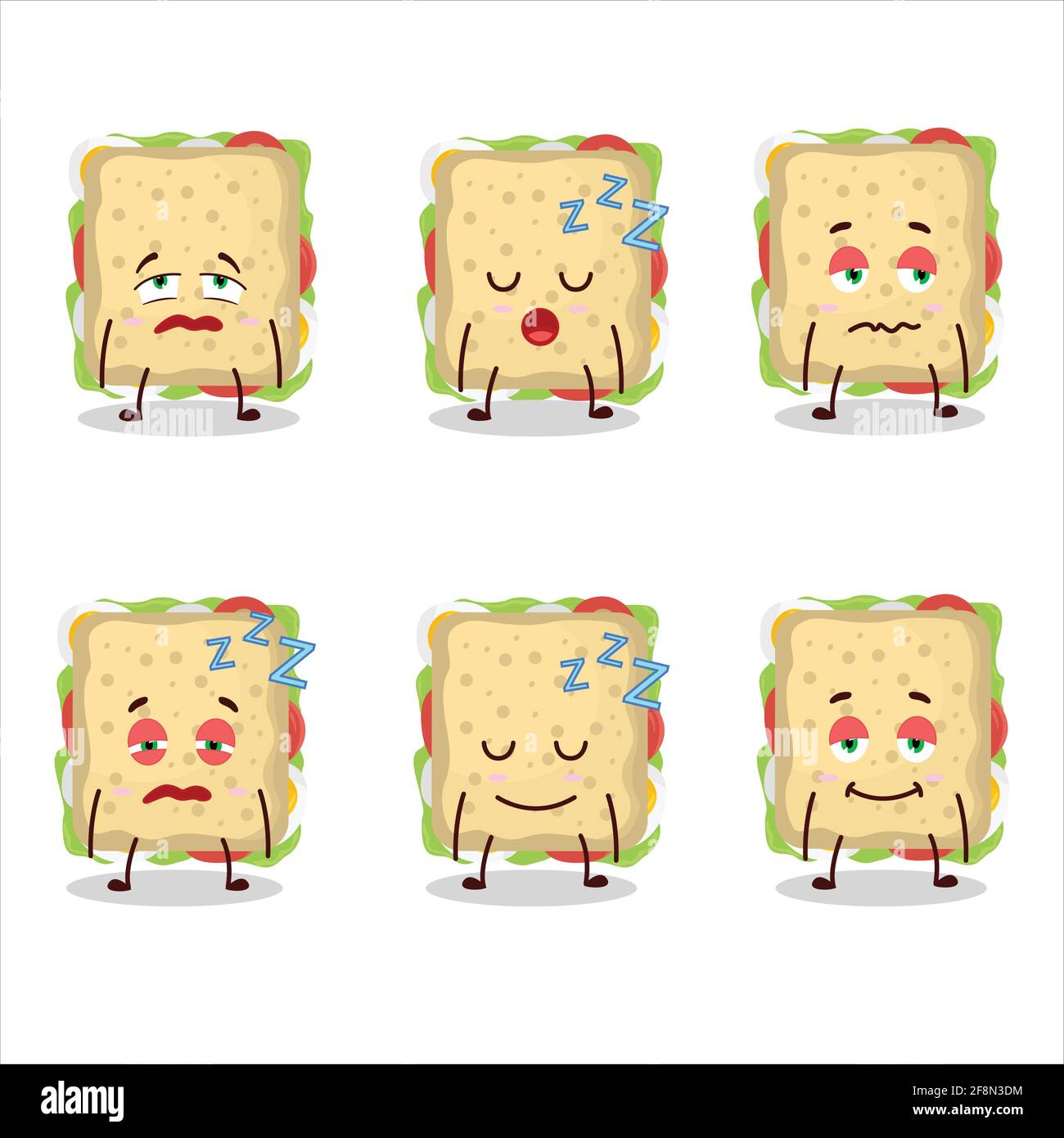 Cartoon character of sandwich with sleepy expression. Vector ...