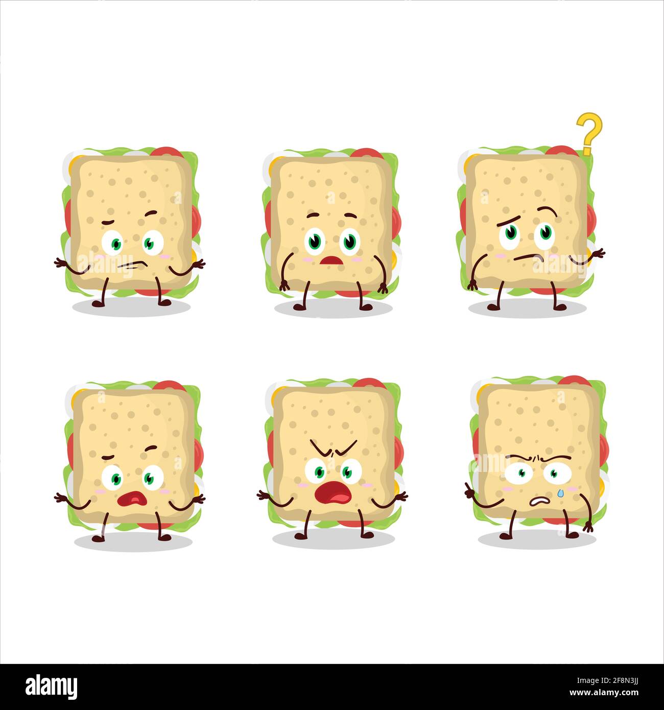 Cartoon character of sandwich with what expression. Vector illustration ...