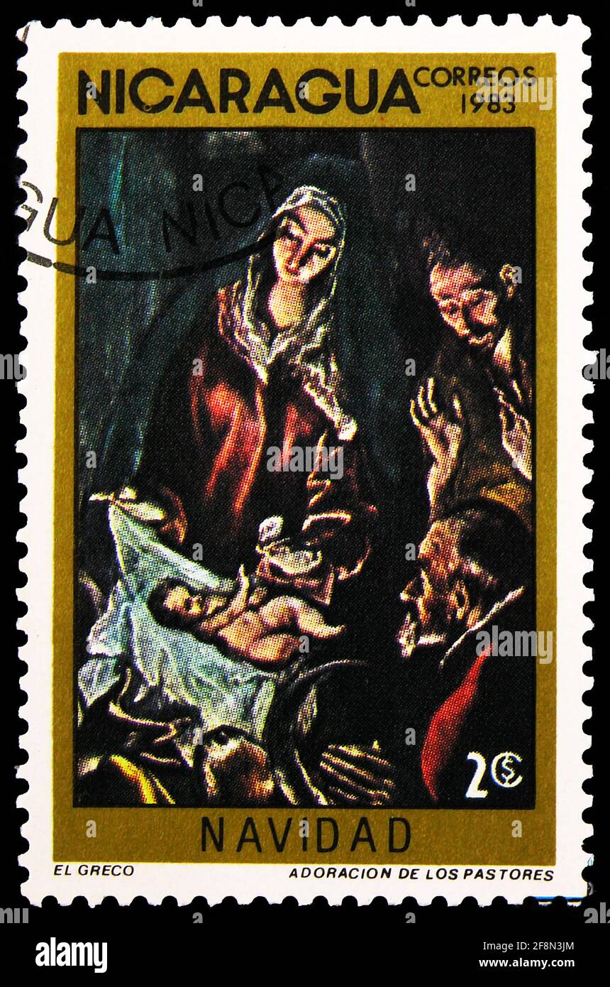 MOSCOW, RUSSIA - SEPTEMBER 30, 2019: Postage stamp printed in Nicaragua ...