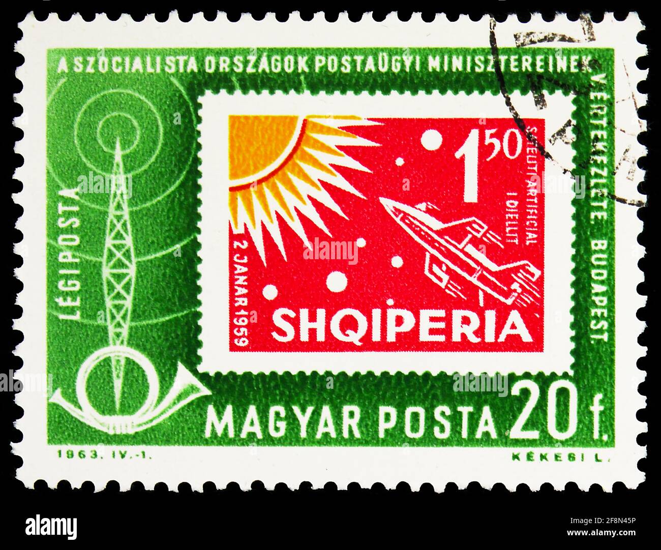 MOSCOW, RUSSIA - SEPTEMBER 30, 2019: Postage stamp printed in Hungary ...