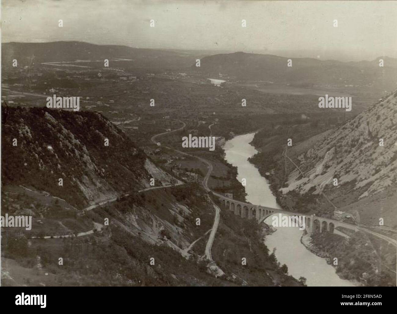 Total view of Görz with the Railway Bridge of Salcano in the foreground ...