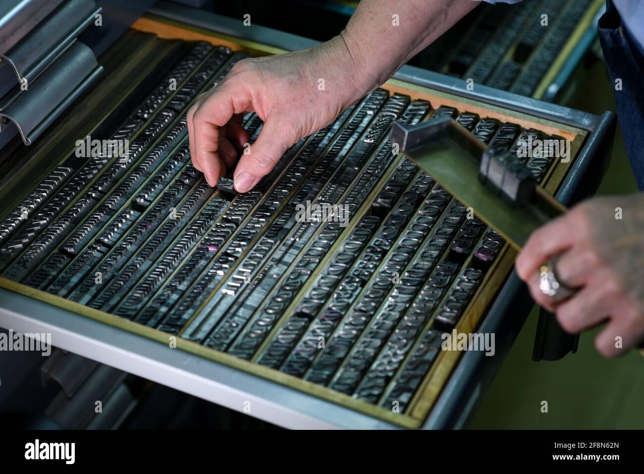 Berlin, Germany. 13th Apr, 2021. In a typesetting box in the ...