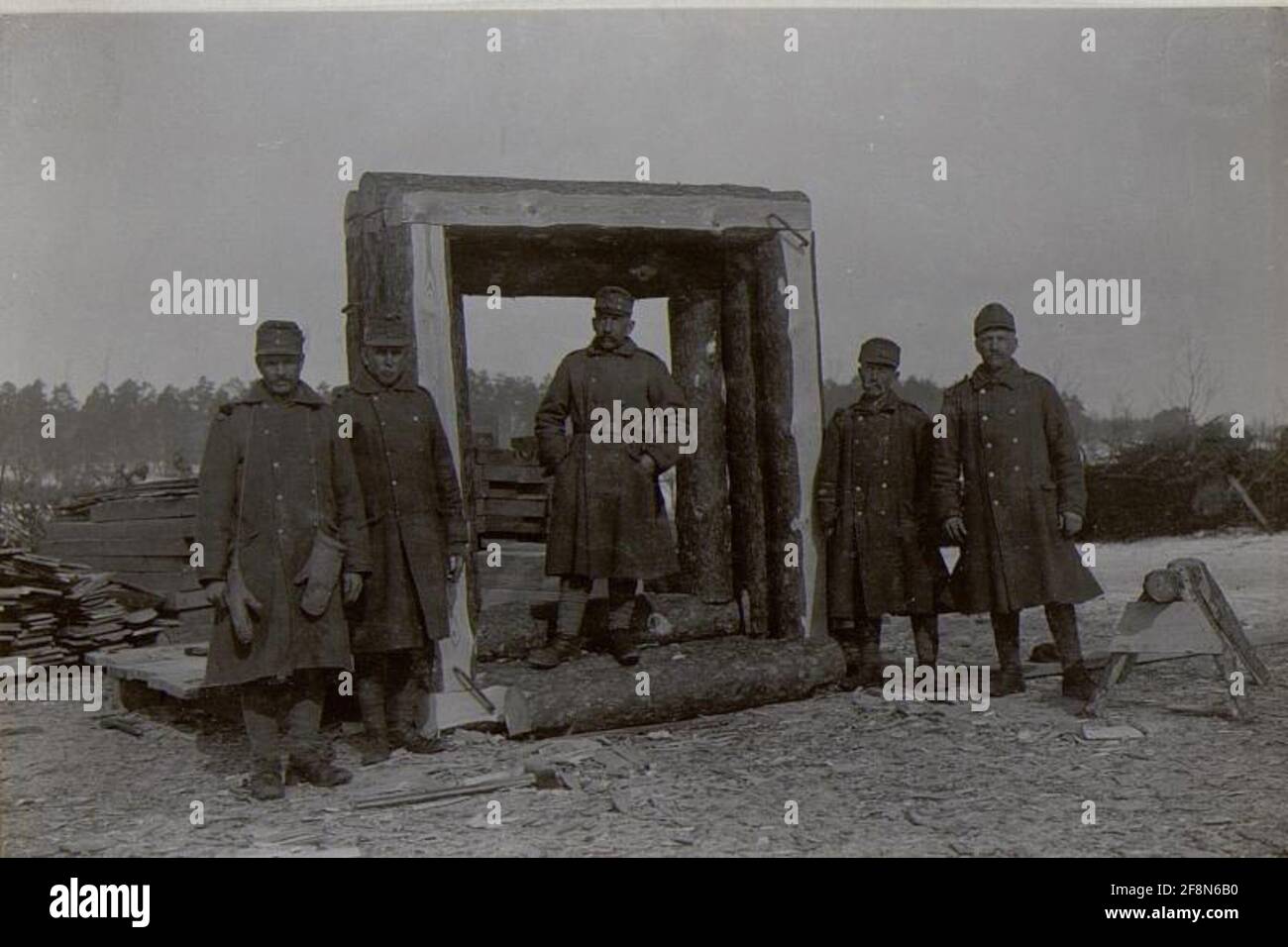 Technical course. Wood frame for rabbit holes Stock Photo - Alamy