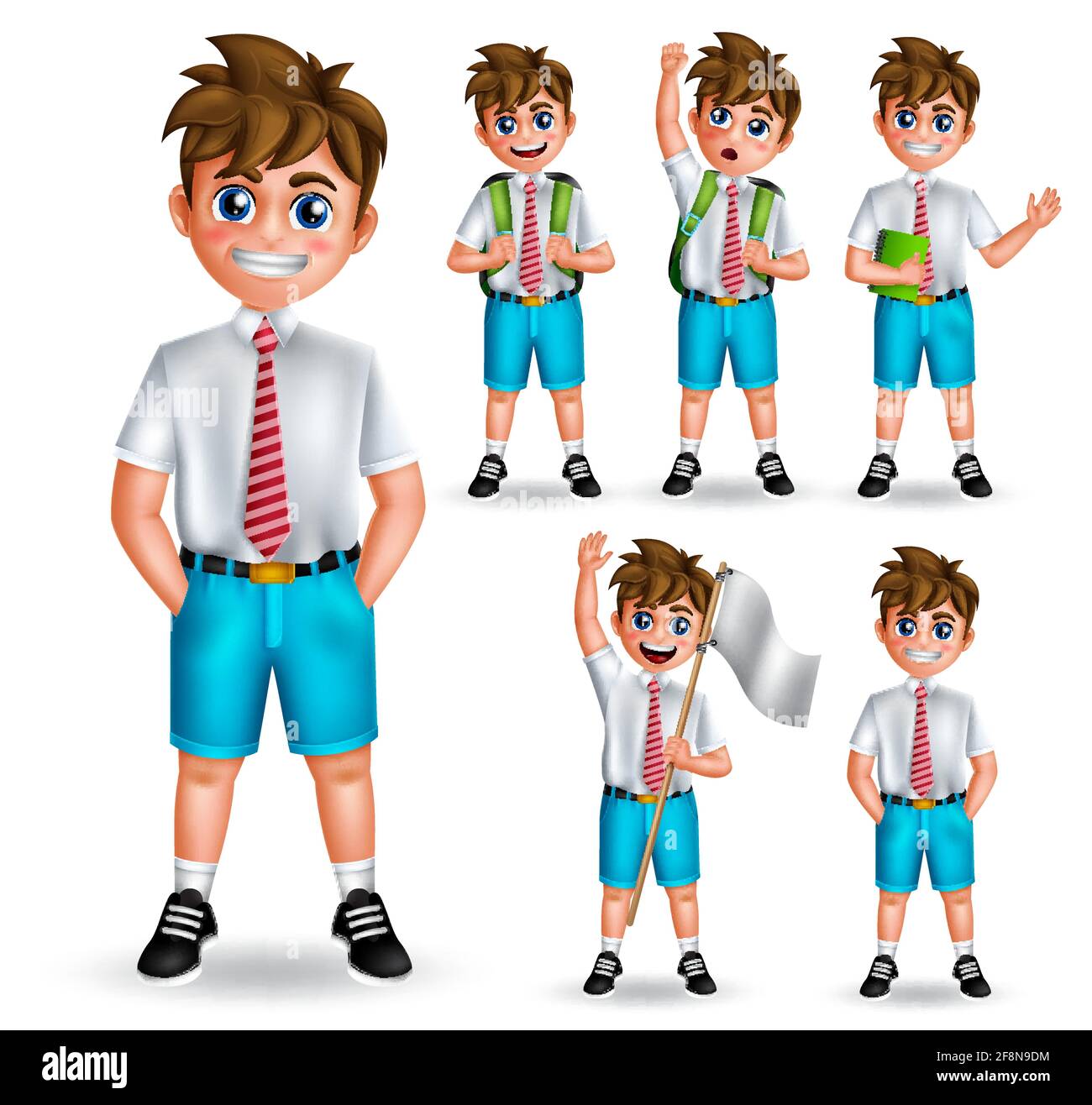 School male character vector set. Back to school boy characters ...