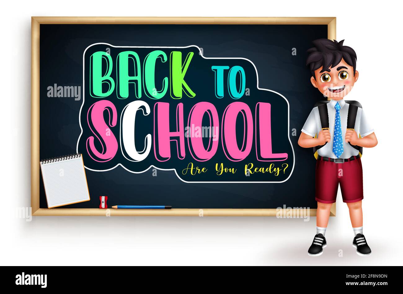 Back to school character vector design. Back to school text in ...