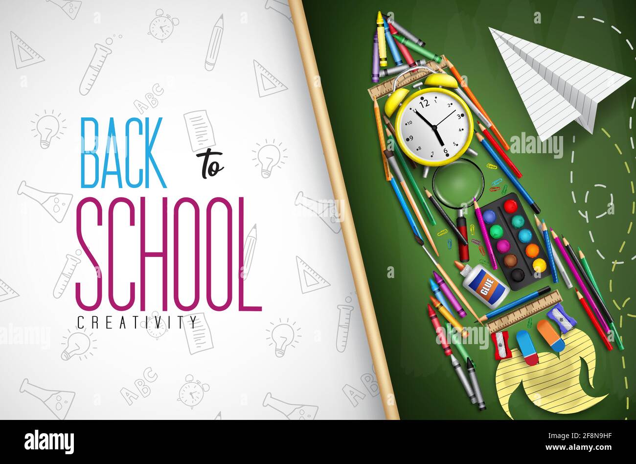 Back to school vector concept design. Back to school creativity text ...