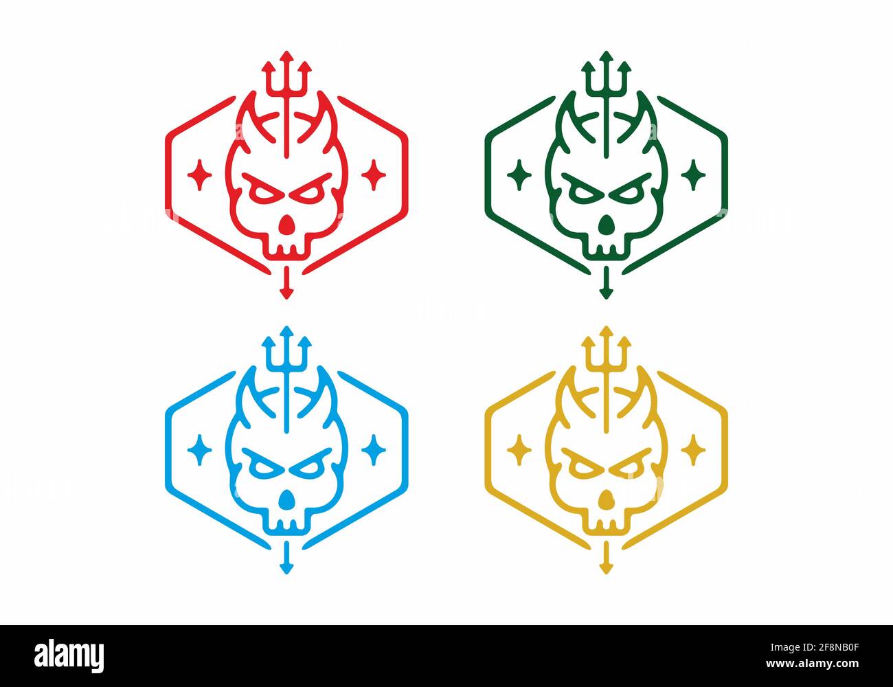 Colorful line art drawing of skull head devil design Stock Vector Image ...