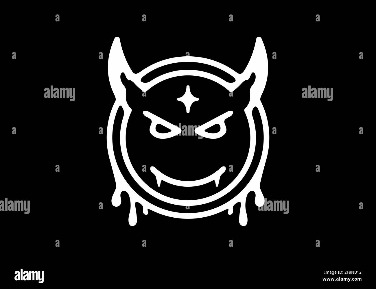 White on black color of devil skull emoticon design Stock Vector Image ...
