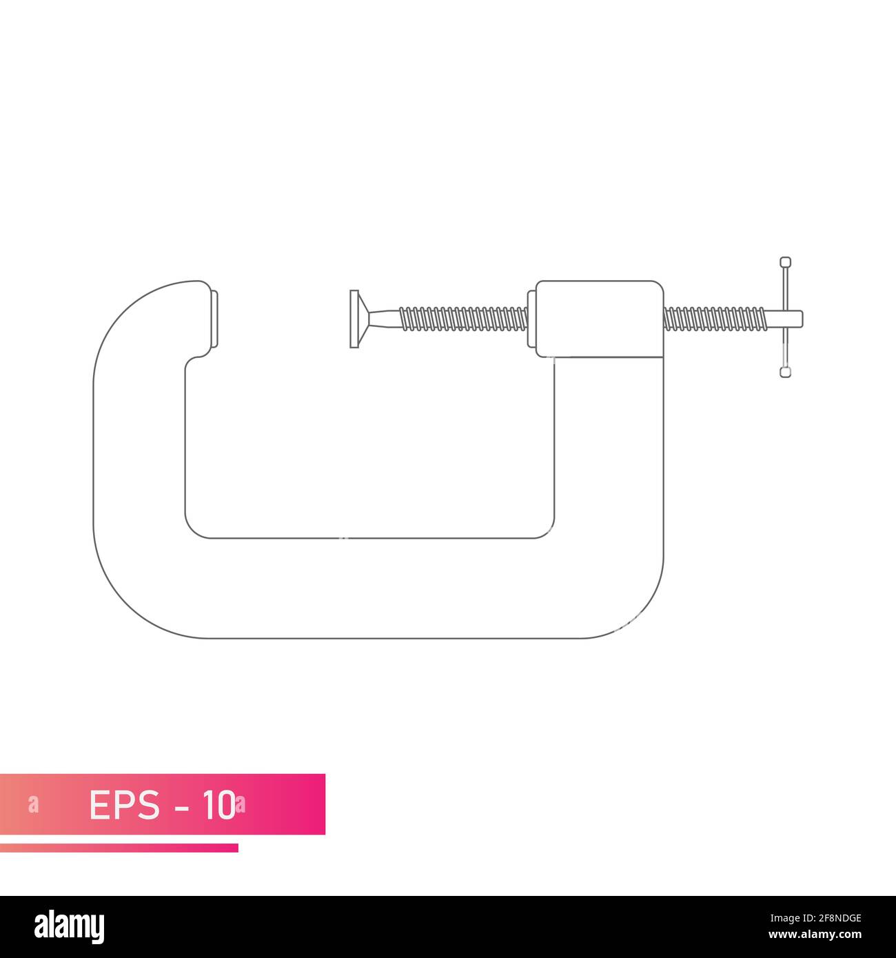 Clamp for carpentry and locksmithing. Linear design. On a white ...
