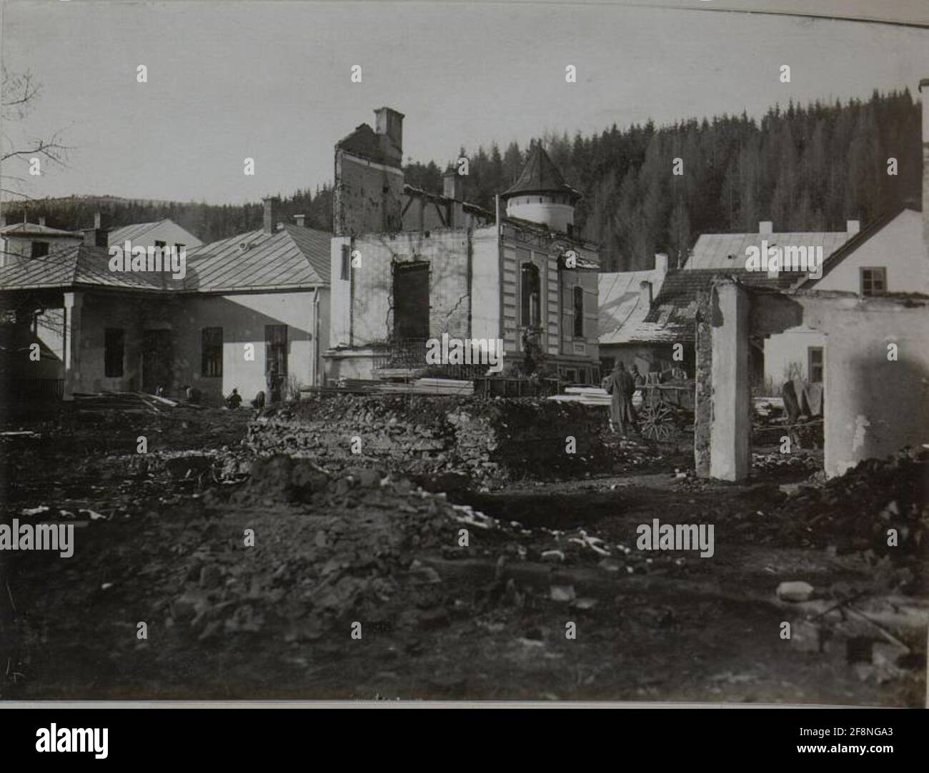 Dorna Watra (Romania) destroyed homes Stock Photo - Alamy