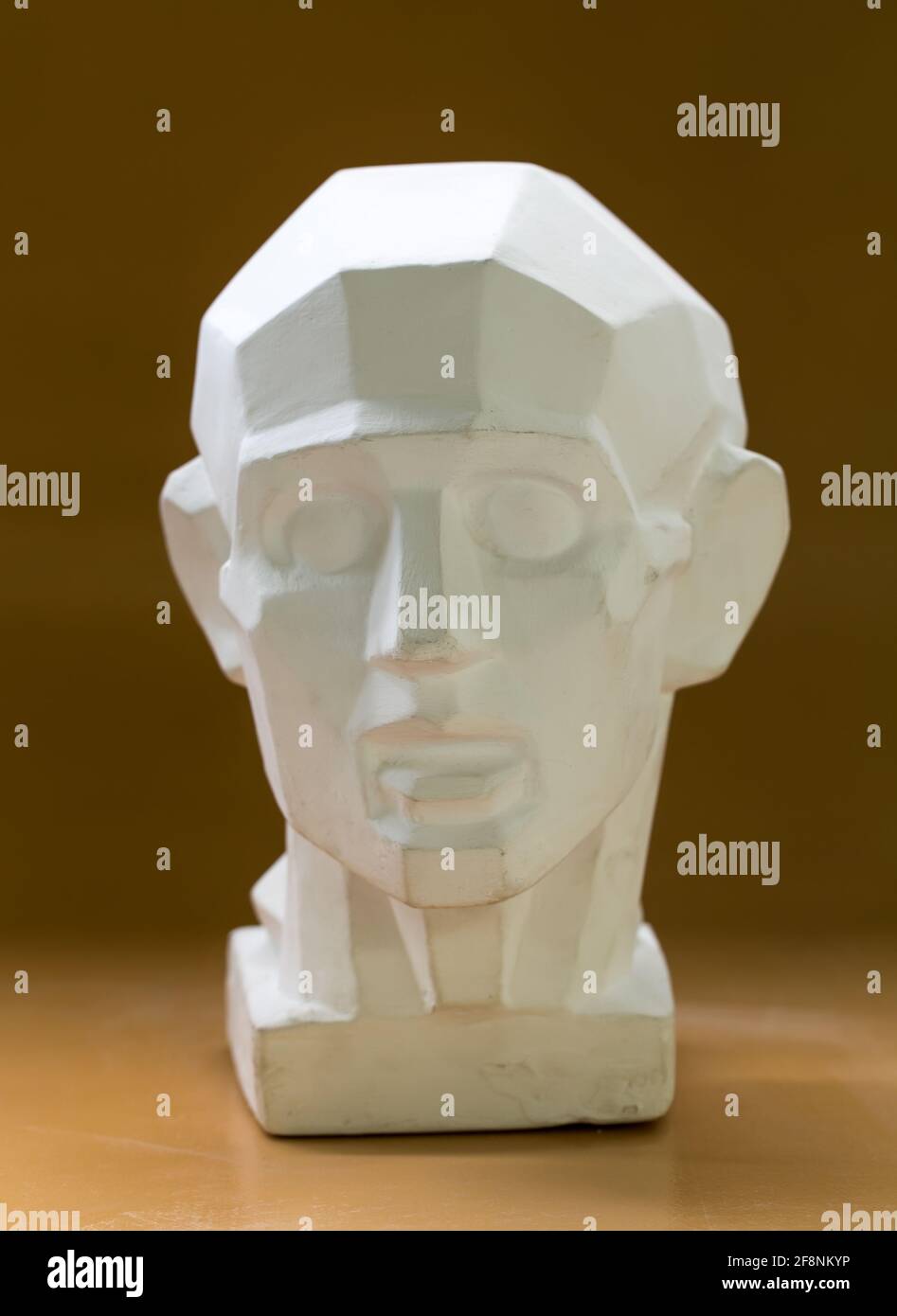 Tutorial primitive plaster head model. Front view. Located against wall ...