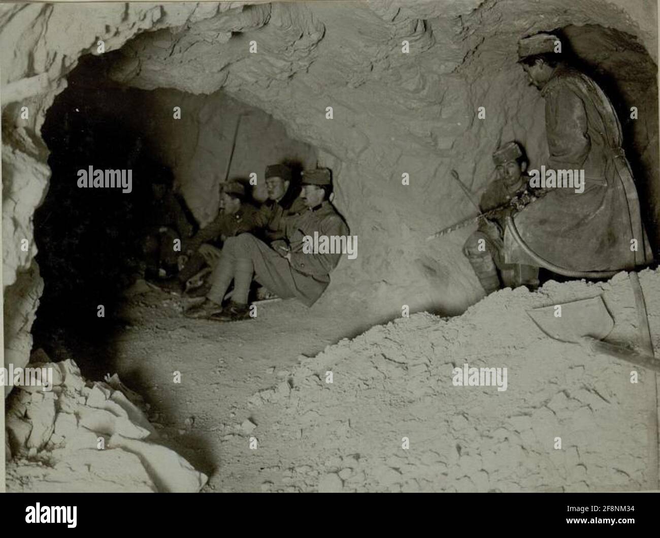 Cavern in the right wing section. Machine operation M.Press air Stock ...