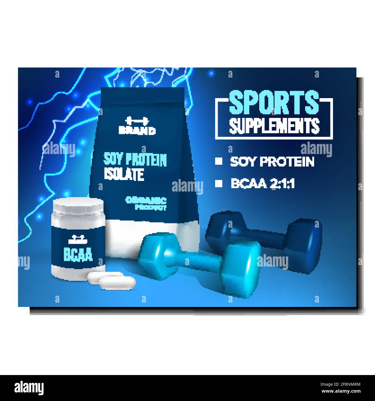 Sports Supplements Nutrient Promo Banner Vector Stock Vector Image ...