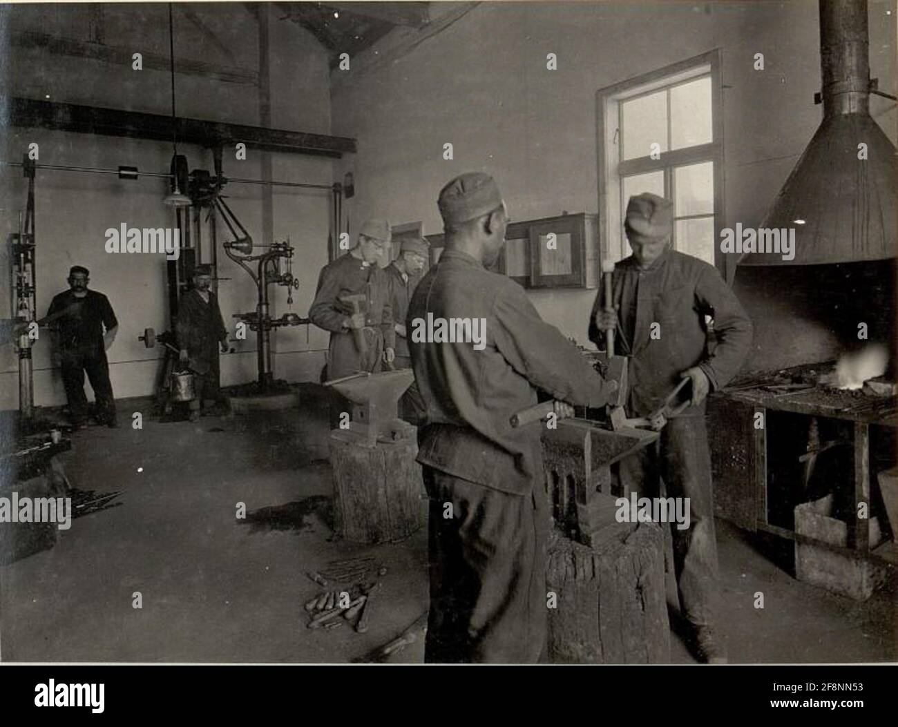 K.u.k. Certificate Field Equipment Workshop in Villach, engine room with forge, recorded on 25.V ...