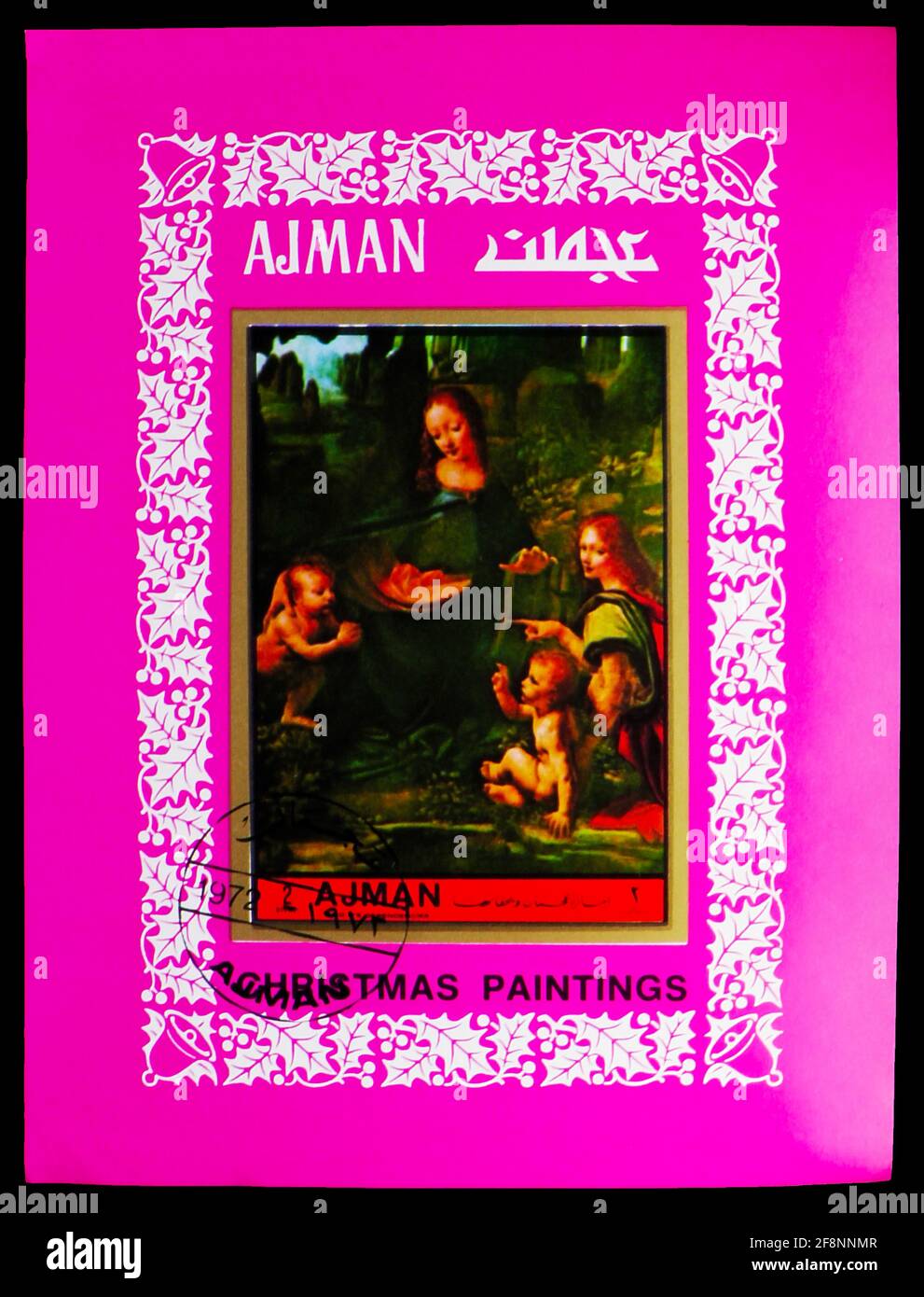 MOSCOW, RUSSIA - OCTOBER 5, 2019: Postage stamp printed in Ajman ...