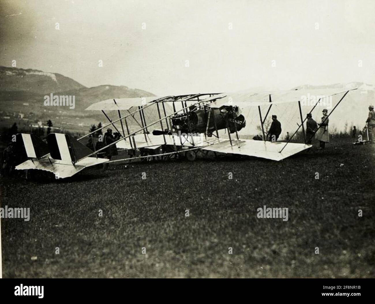 Forced plane of the Italians at Maria Gail to land. Moving the aircraft ...