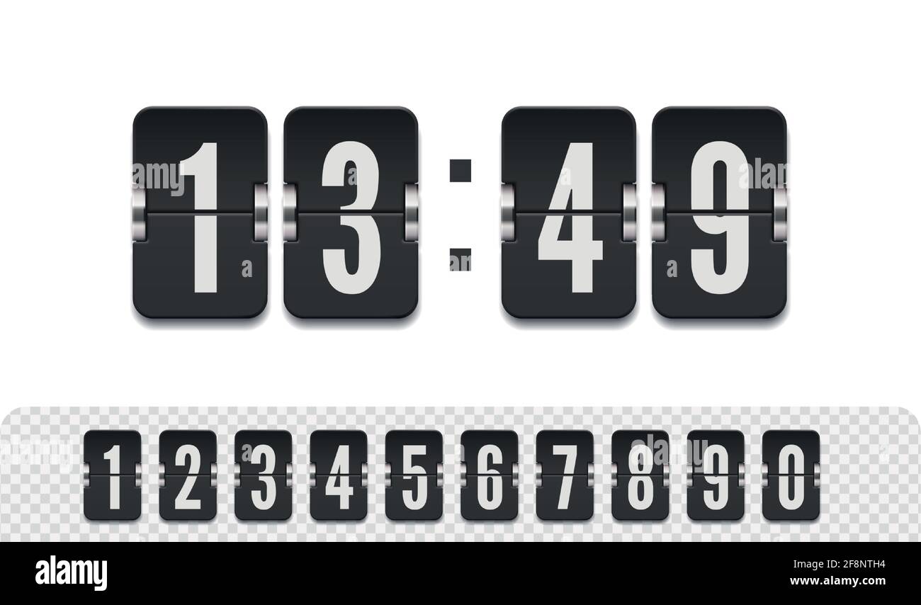 Vector Modern Ui Design Of Old Time Meter With Numbers Scoreboard Number Font With Shadows