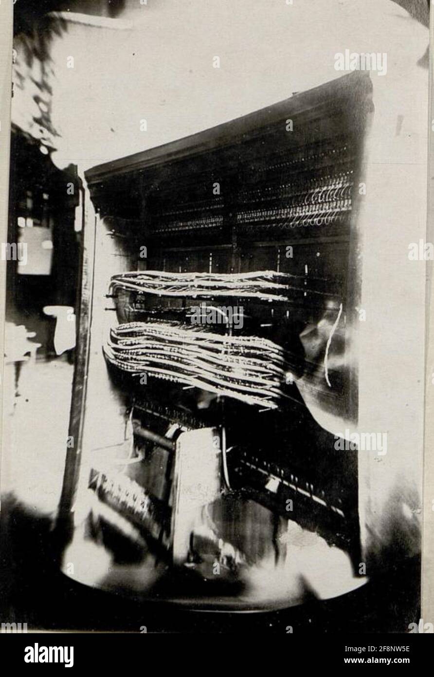 Cable connections in the telephone center of the 11th army commands ...