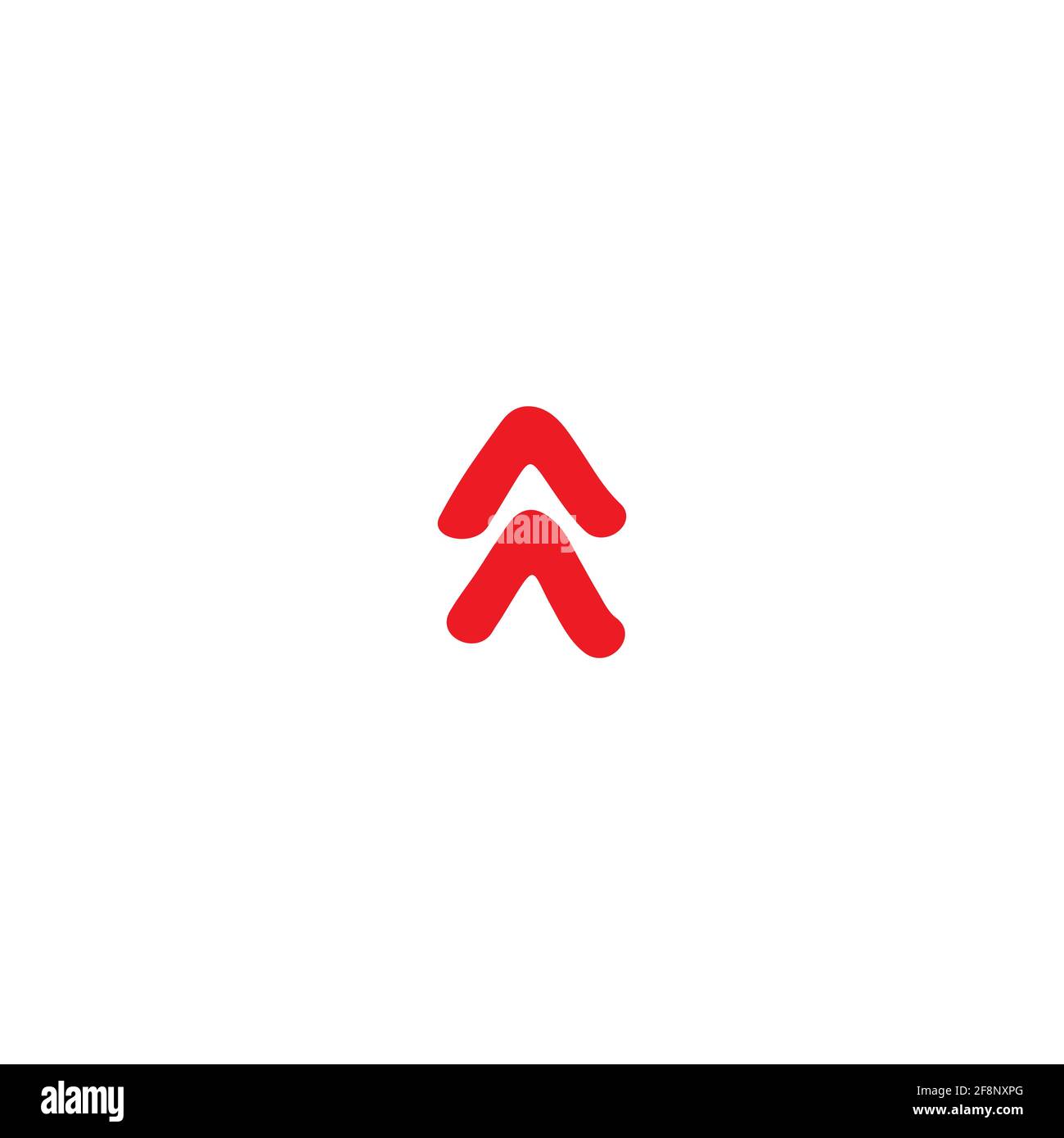 two red hand drawn arrows up icon. swipe up button. Isolated on white ...